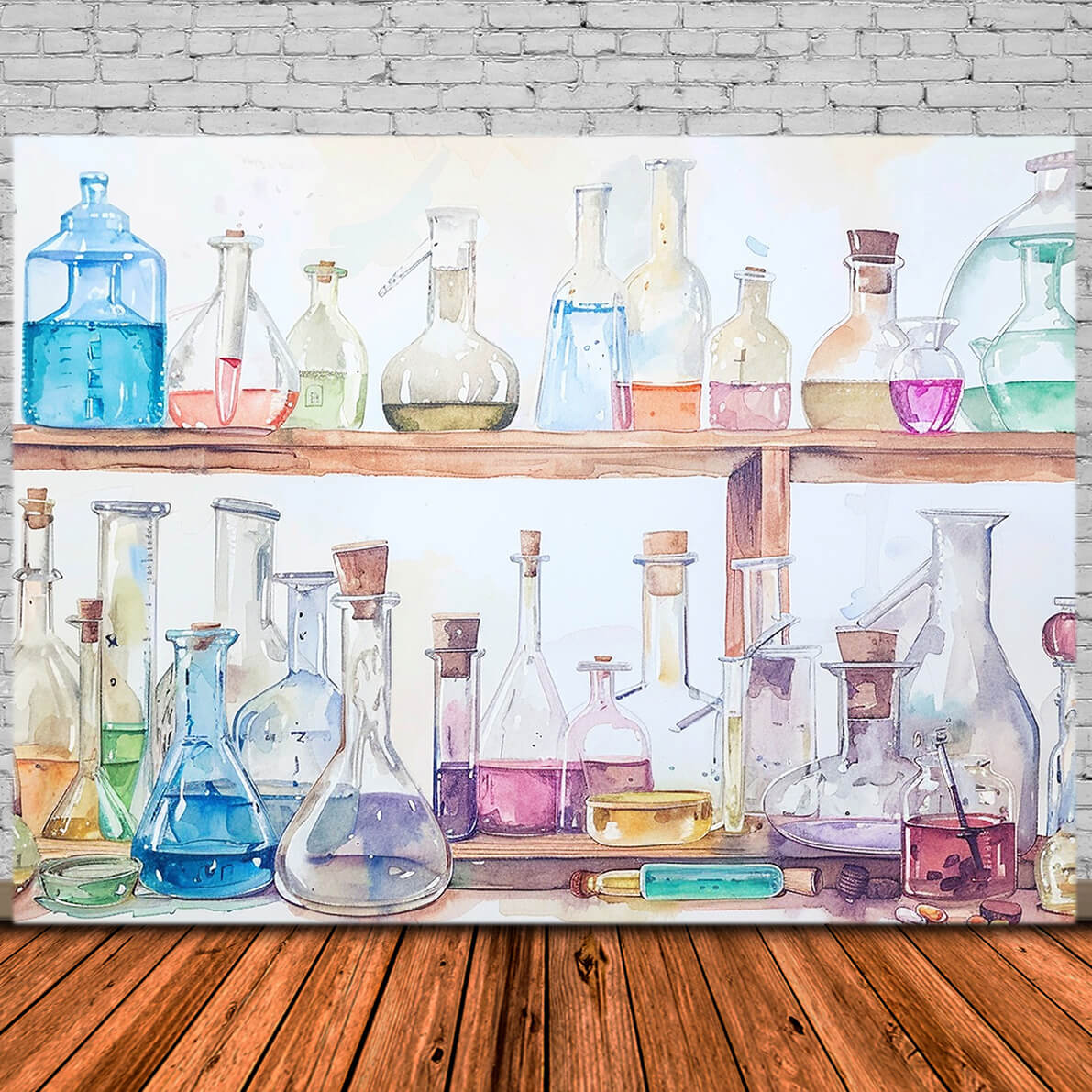 Science Lab Colorful Bottles Back to School Backdrop DBD7-17 – Dbackdrop