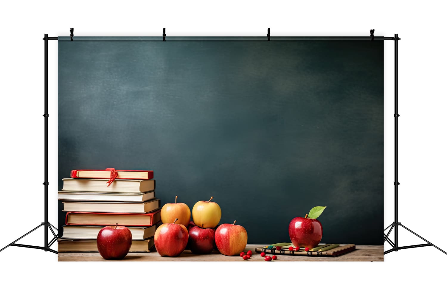 Chalkboard Books Apples Back to School Backdrop DBD7-21 – Dbackdrop