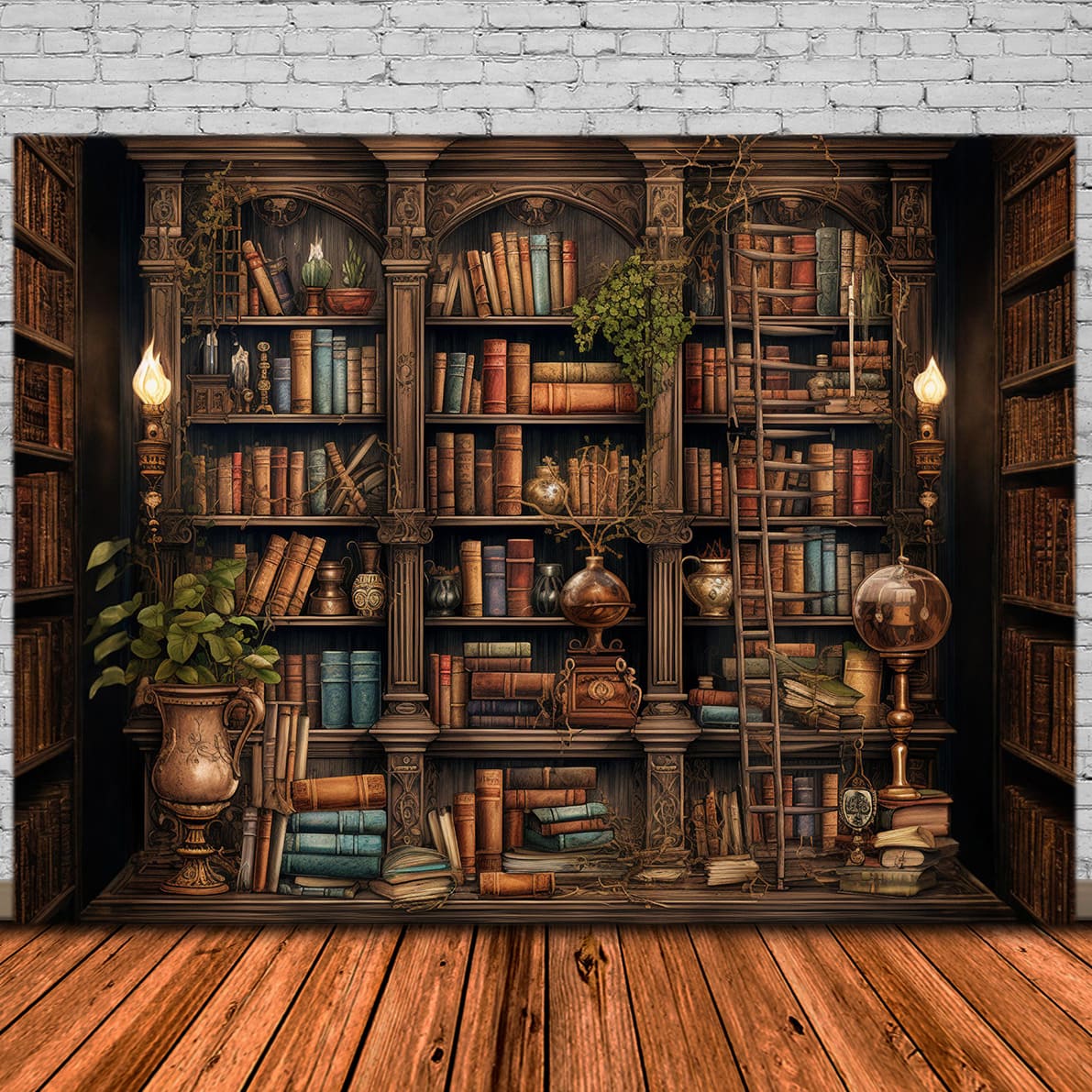 Old Bookcase Books Back to School Backdrop DBD7-23 – Dbackdrop