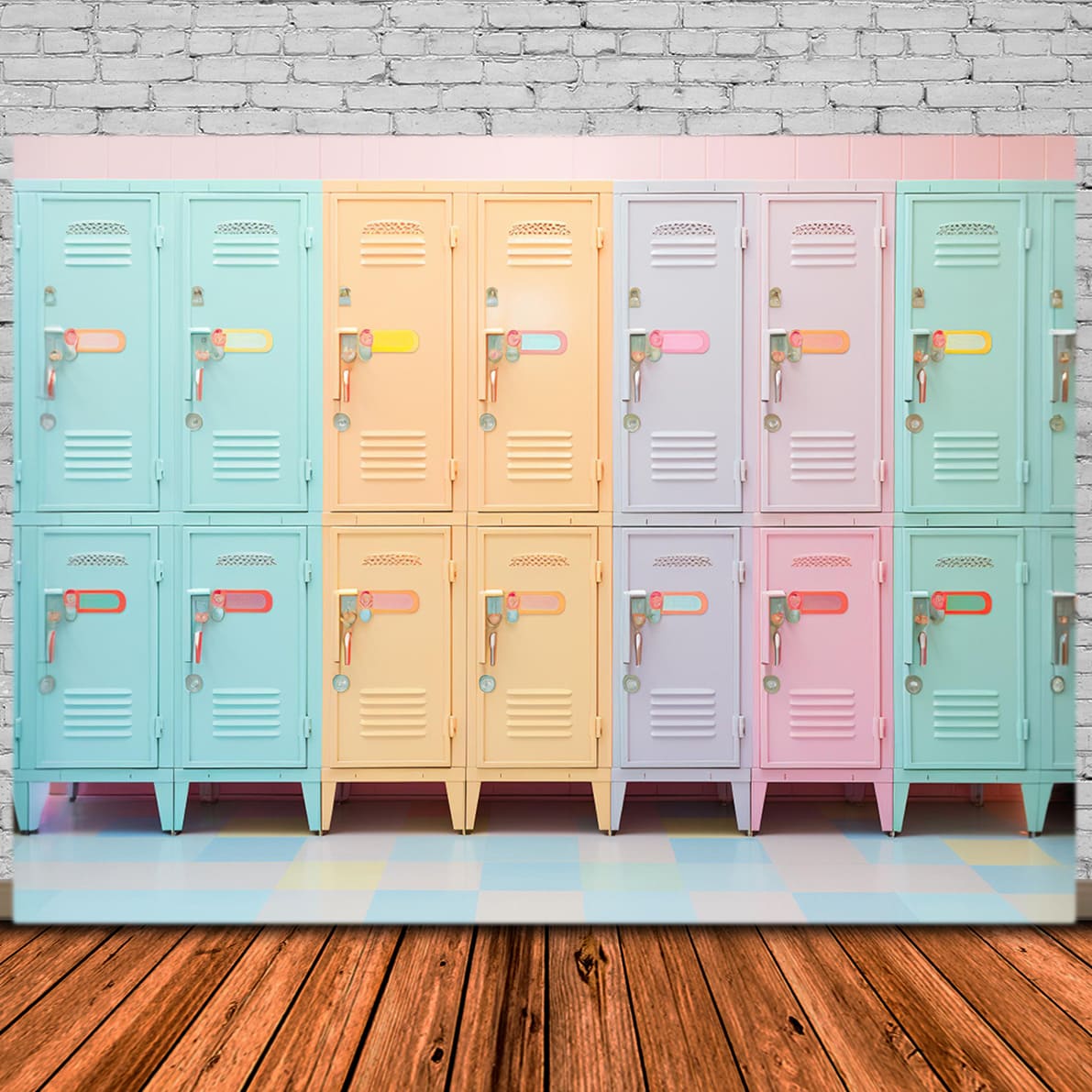 Colorful Lockers Wardrobe Back to School Backdrop DBD7-27 – Dbackdrop