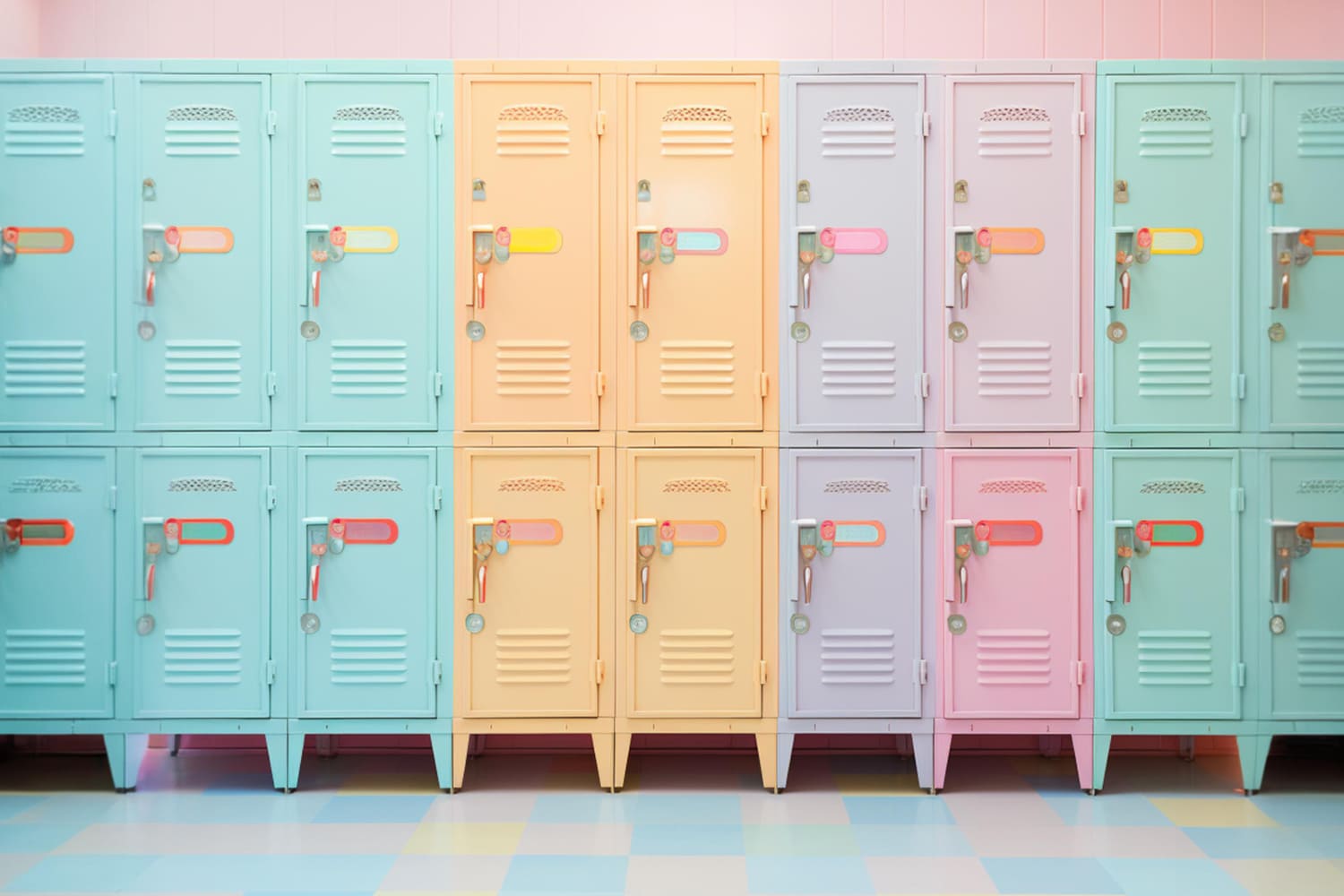 Colorful Lockers Wardrobe Back to School Backdrop DBD7-27 – Dbackdrop