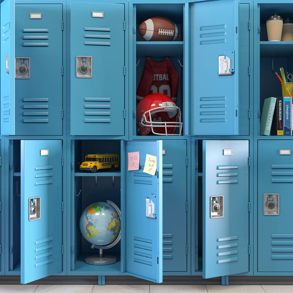 Blue Student Lockers Back to School Backdrop DBD7-29 – Dbackdrop