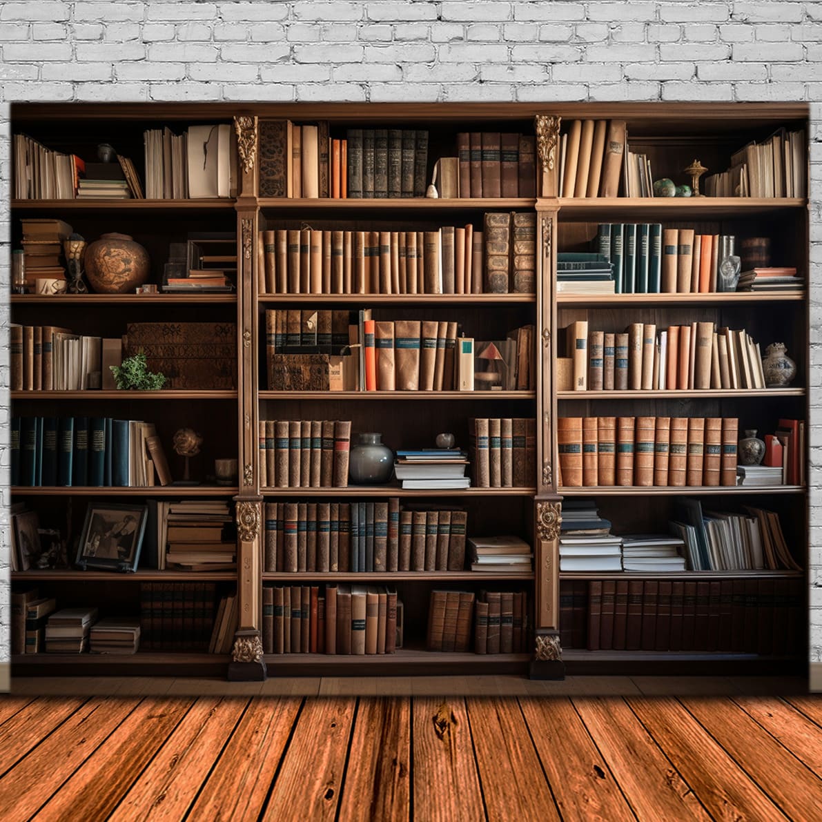 Vintage Brown Bookshelf Back to School Backdrop DBD7-40 – Dbackdrop