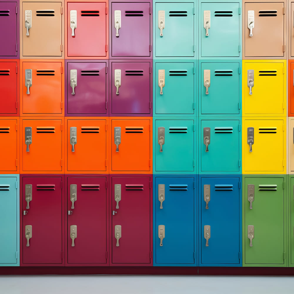 Multicolored Lockers Back to School Backdrop DBD7-55 – Dbackdrop