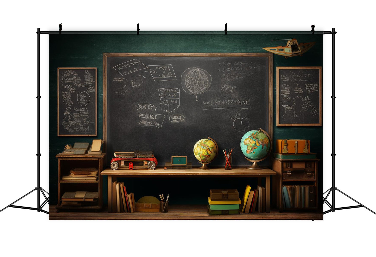 Back to School Blackboard Globe Desk Backdrop DBD7-58 – Dbackdrop