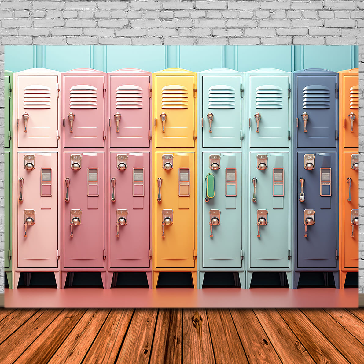 School Colorful Lockers Photography Backdrop DBD7-85 – Dbackdrop