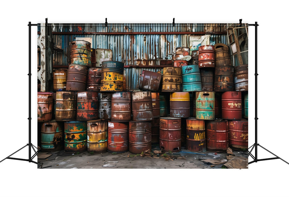 Fathers Day Photo Backdrop Ideas Industrial Oil Barrel Backdrop GQ2-21