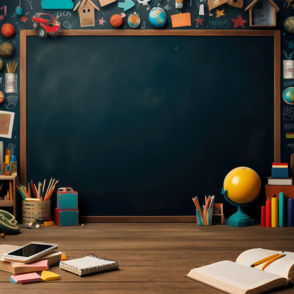 Back To School Photo Backdrops Chalkboard Planets Books Backdrop GQ3-1
