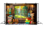 Back To School Backdrop Design Study Window Book Stack Backdrop GQ3-11