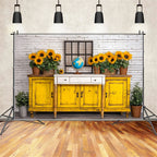 Back To School Photography Backdrops Classroom Sunflower Wall Backdrop