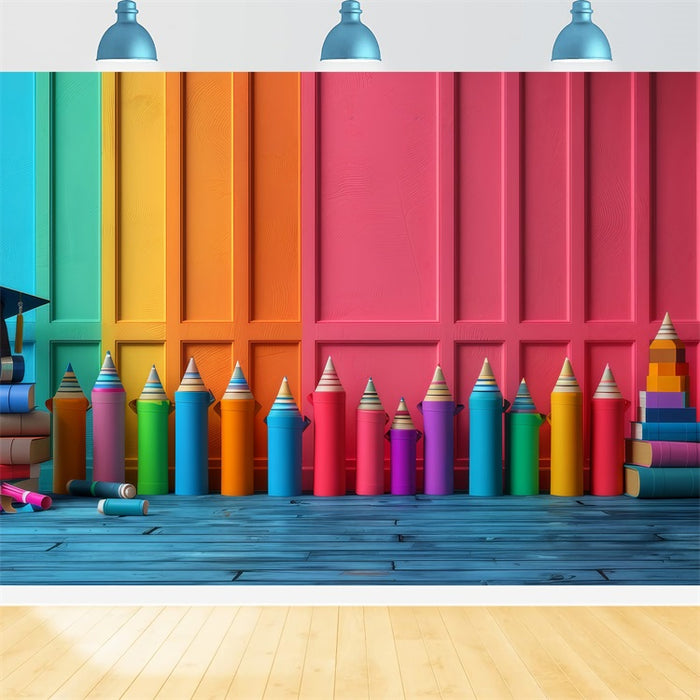 Backdrop Back To School Fun Color Pencil Learning Backdrop GQ3-130