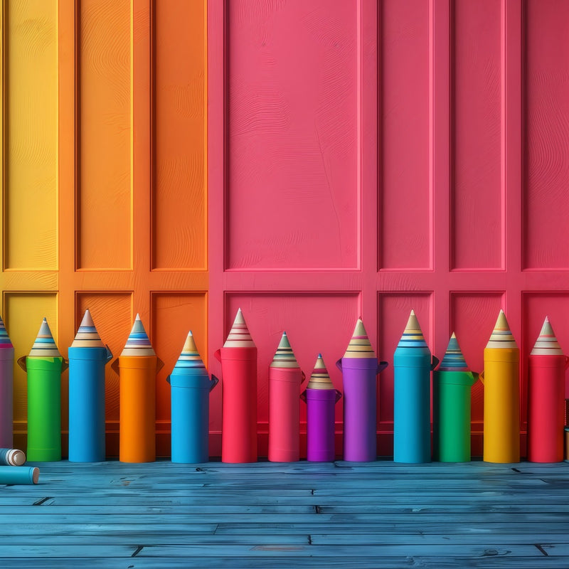 Backdrop Back To School Fun Color Pencil Learning Backdrop GQ3-130