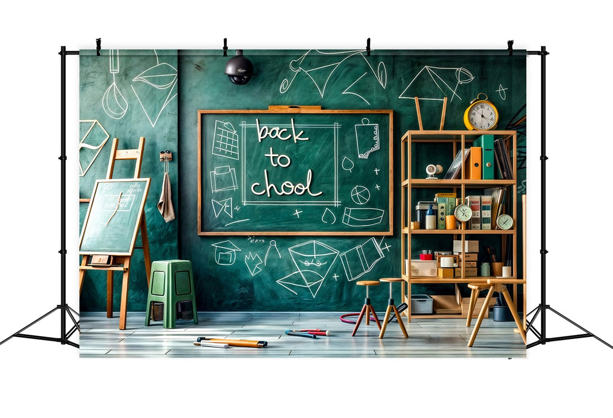 Back To School Backdrops Green Chalkboard Math Classroom Backdrop GQ3-