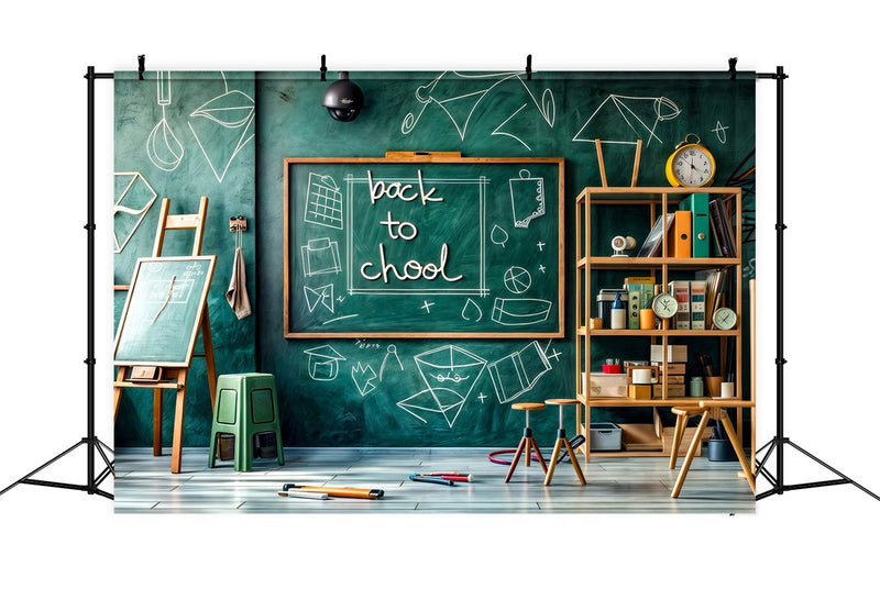 Back To School Backdrops Green Chalkboard Math Classroom Backdrop GQ3-