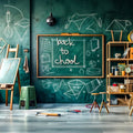 Back To School Backdrops Green Chalkboard Math Classroom Backdrop GQ3-