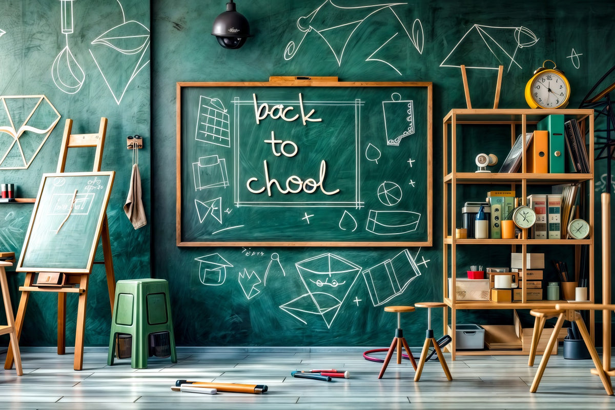 Back To School Backdrops Green Chalkboard Math Classroom Backdrop GQ3-