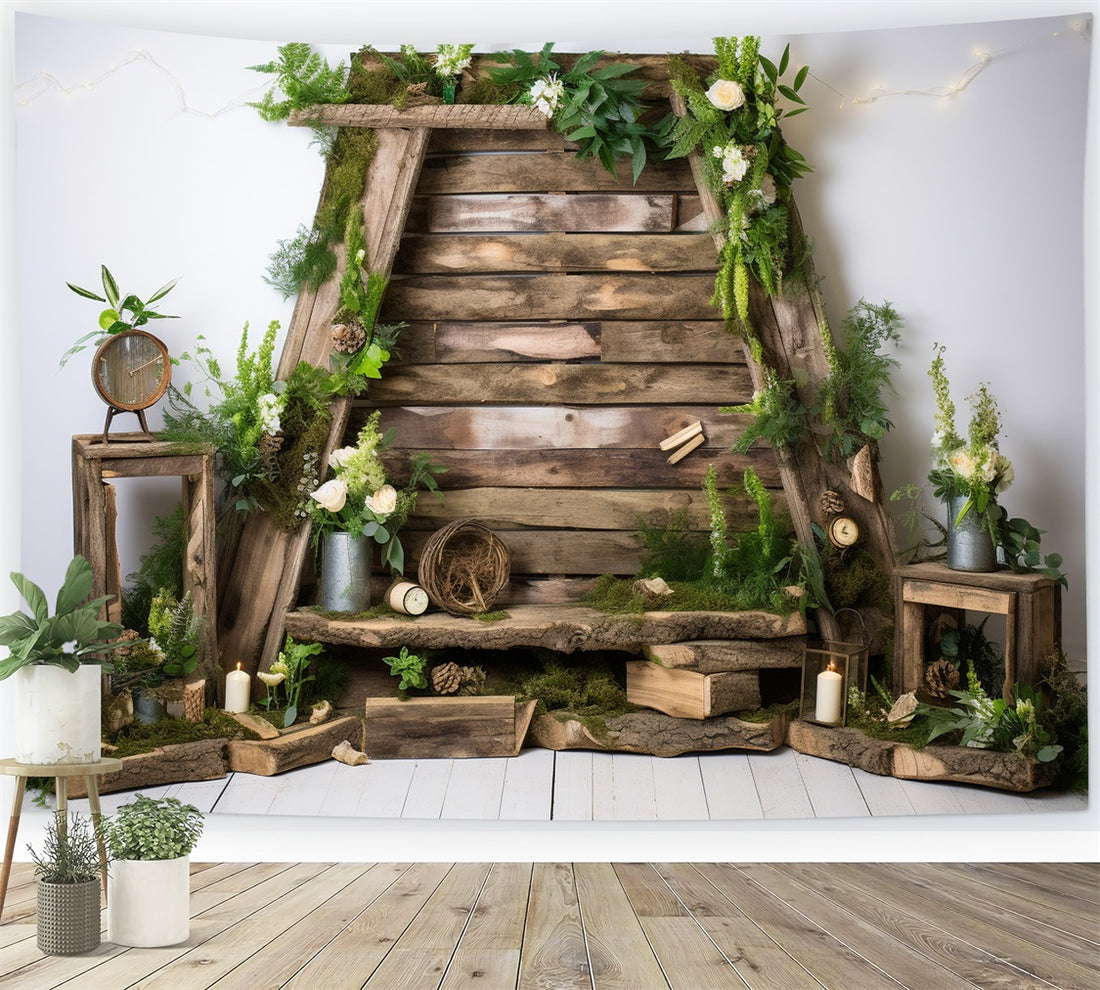 Wood Floor Backdrop Floral Wall Backdrop GQ4-120