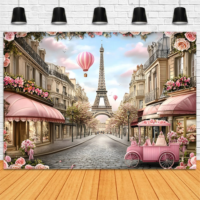 Paris Photography Backdrop Elegant Street Rose Carriage Backdrop GQ4-1