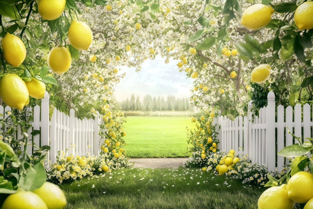 Lemon Backdrop Blooming Summer Tree Path Backdrop GQ4-265