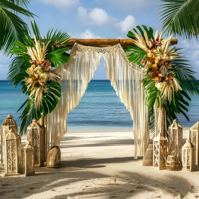 Beach Wedding Backdrop Seaside Bohemian Summer Backdrop GQ4-286