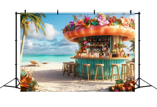 Beach Scene Backdrop Summer Cocktail Bar Paradise Backdrop GQ4-293