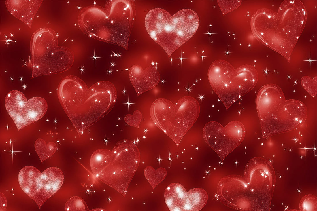 Old School Photo Backdrop Shining Red Love Hearts Vintage Backdrops GQ