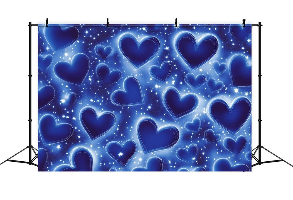 Old School Backdrop Twilight Blue Shining Hearts Vintage Backdrop GQ4-