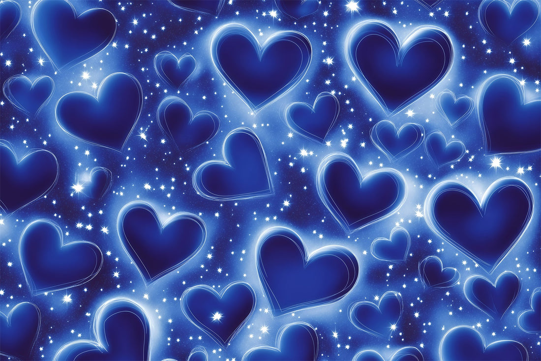 Old School Backdrop Twilight Blue Shining Hearts Vintage Backdrop GQ4-