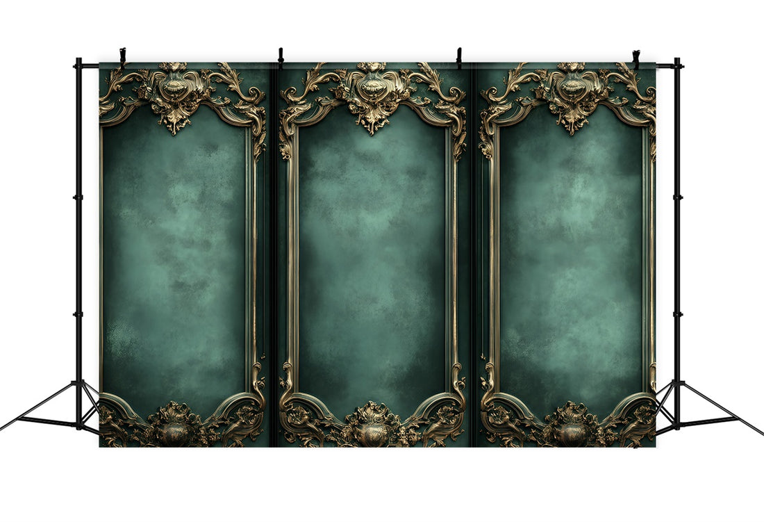 Vintage Wall Backdrop Opulent Green Baroque Walls Backdrop GQ4-305