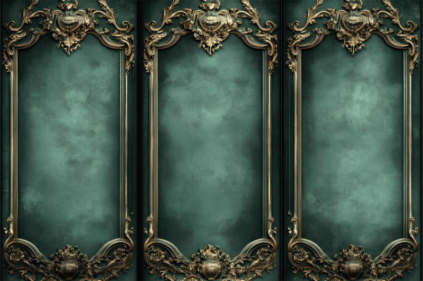 Vintage Wall Backdrop Opulent Green Baroque Walls Backdrop GQ4-305