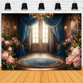 Victorian Photography Backdrop Golden Frame Rose Hall Vintage Backdrop