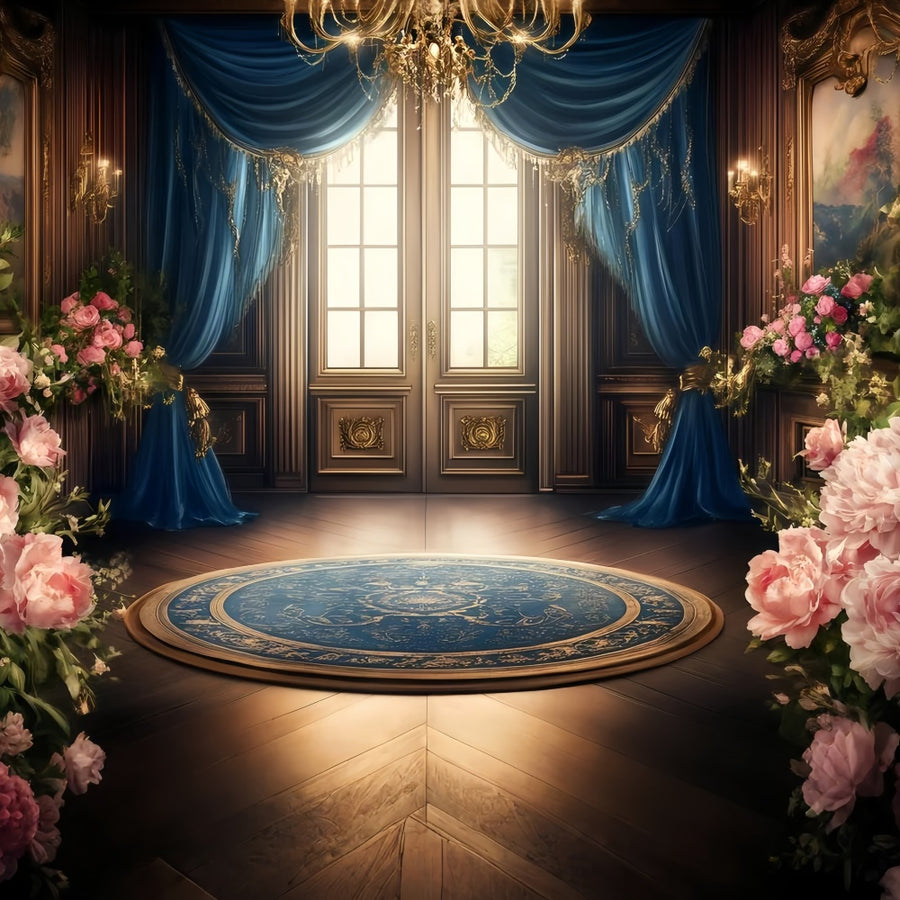 Victorian Photography Backdrop Golden Frame Rose Hall Vintage Backdrop