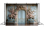 Vintage Wall Backdrop Blue Vintage Floral Door Backdrop GQ4-319