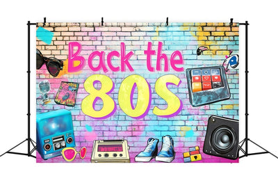 80s Photo Backdrop Neon Vibes Brick Wall Vintage Photo Backdrop GQ4-32