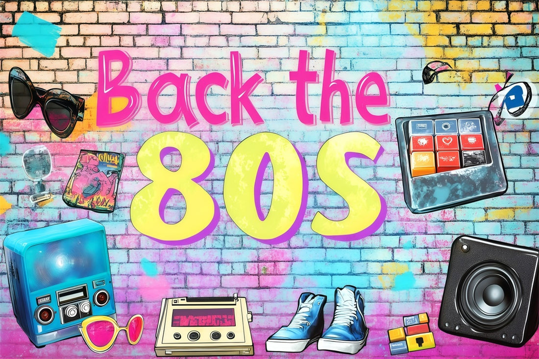 80s Photo Backdrop Neon Vibes Brick Wall Vintage Photo Backdrop GQ4-32