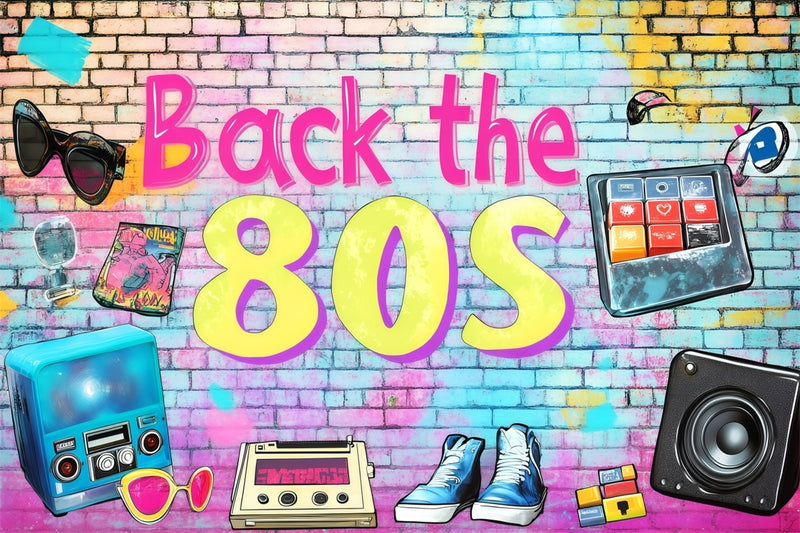 80s Photo Backdrop Neon Vibes Brick Wall Vintage Photo Backdrop GQ4-32