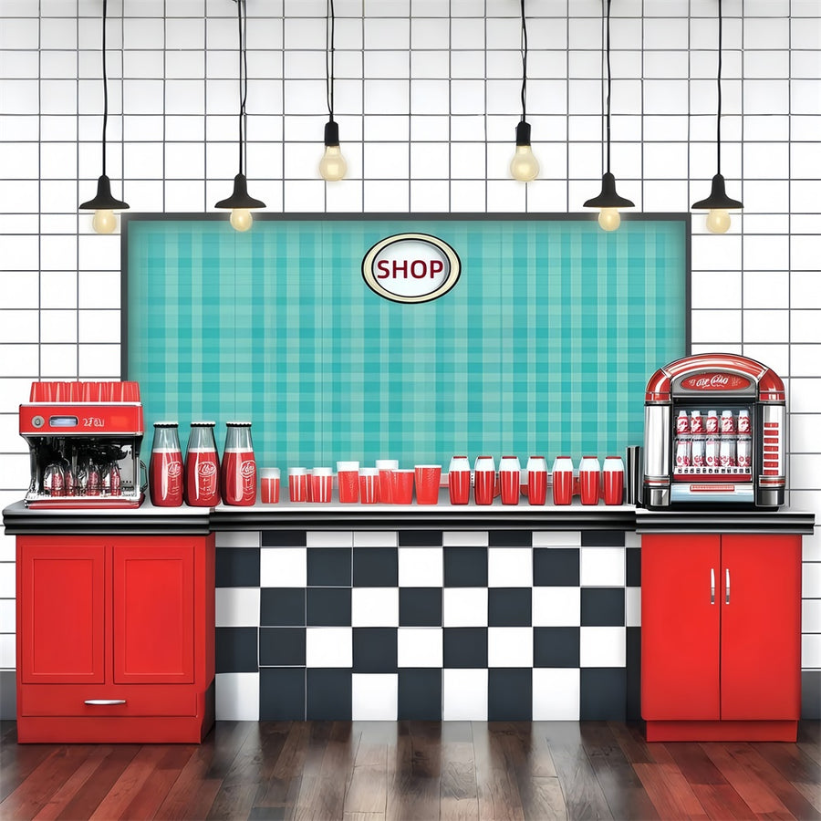 Vintage Photography Backdrops Retro Diner Coffee Shop Backdrop GQ4-327