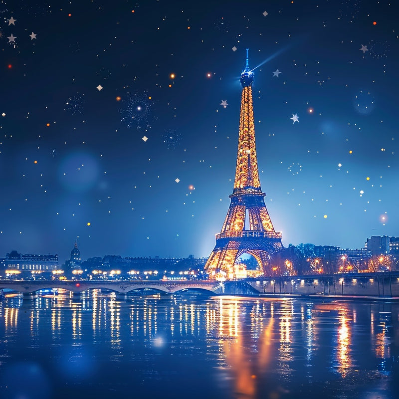 Night In Paris Backdrop Starry Sky Paris River Backdrop GQ4-46