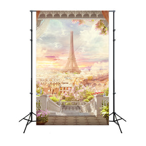 Paris Themed Photo Backdrop Elegant Balcony Paris City Backdrop GQ4-49