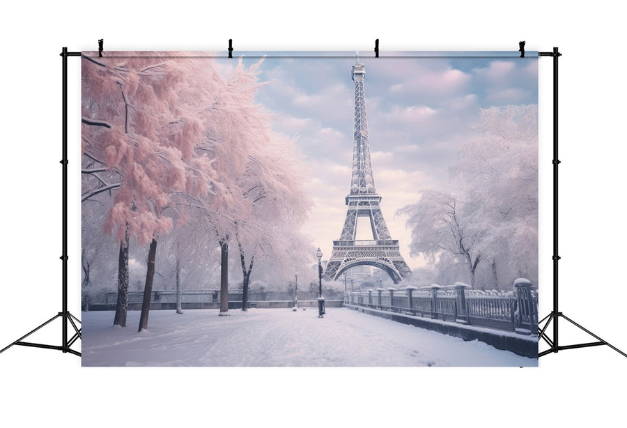 Paris Backdrop Photography Eiffel Tower Winter Scene Backdrop GQ4-53