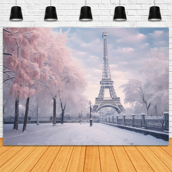 Paris Backdrop Photography Eiffel Tower Winter Scene Backdrop GQ4-53