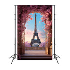 Paris Backdrop Photography Blossoming Balcony Arch View Backdrop GQ4-6