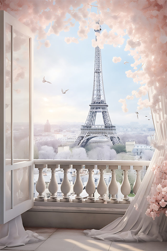 Paris Themed Backdrops Elegant Balcony Paris Tower Backdrop GQ4-64