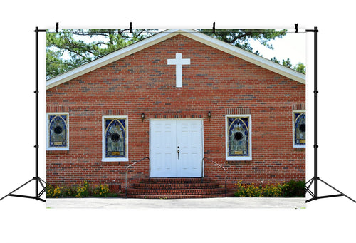 Church Backdrop Pointed Window Brick Architecture Backdrop GQ4-70