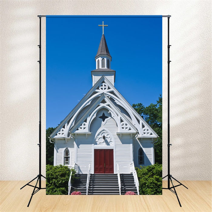 Church Backdrop Classic White Sky Architecture Backdrop GQ4-77