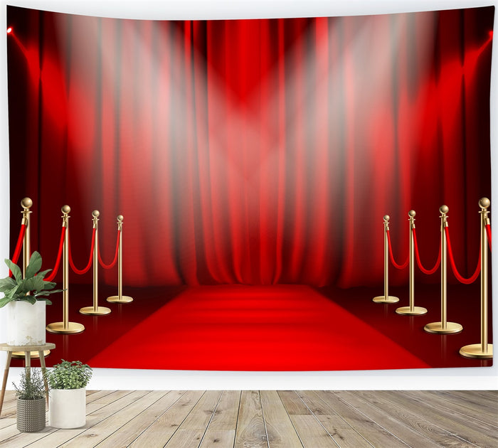 Red Carpet Backdrop Glamorous Entrance Red Drapes Backdrop GQ4-81