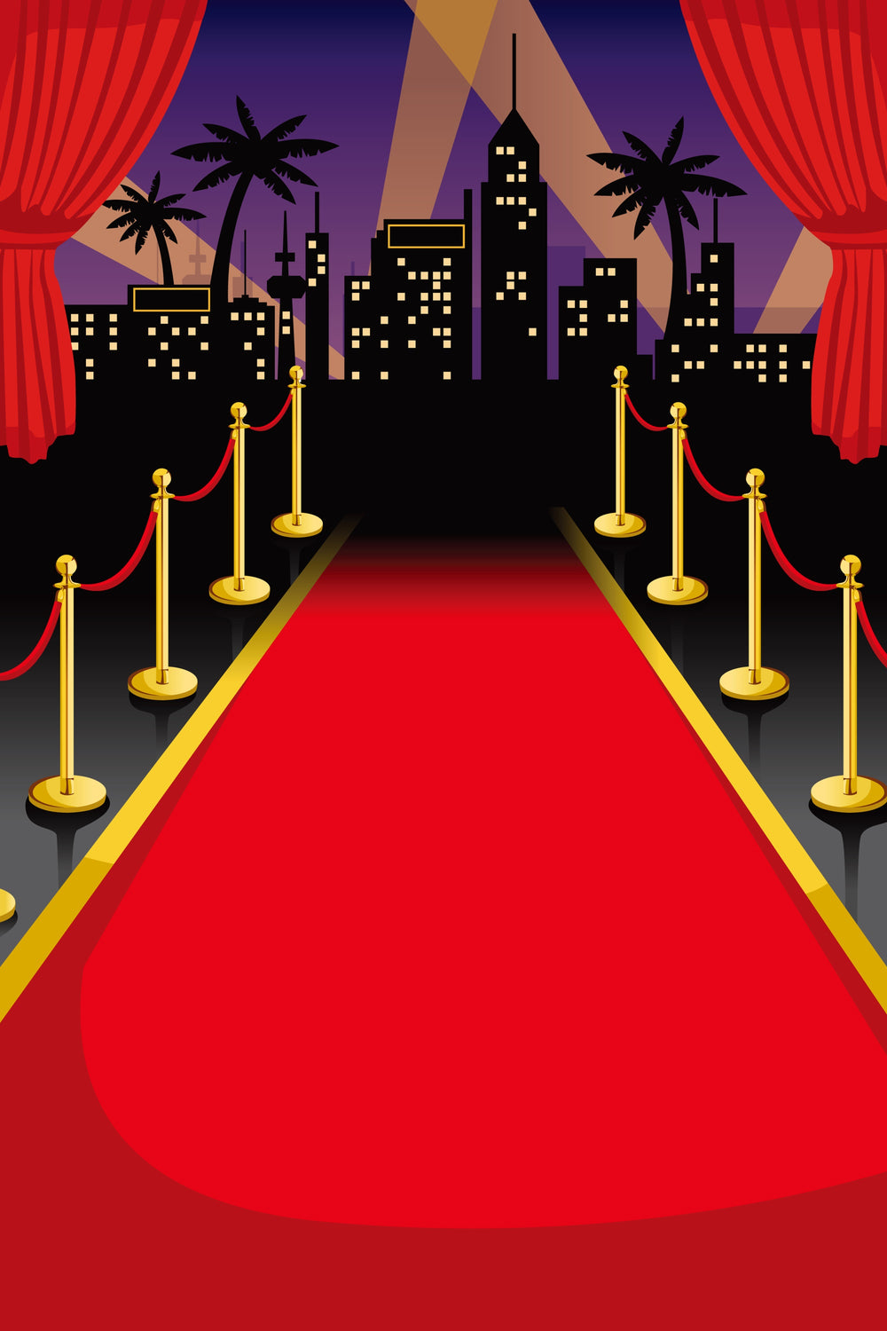 Red Carpet Backdrops City Skyline Silhouette Backdrop GQ4-83