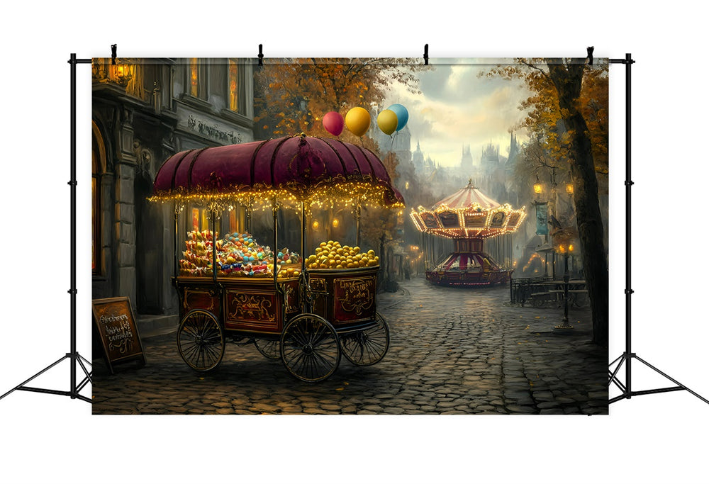 Carnival Photo Backdrop Carnival Treat Cart Night Backdrop GQ5-112