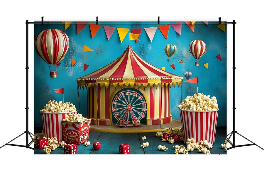 Circus Photo Backdrop Fun Carnival Tent Popcorn Backdrop GQ5-135