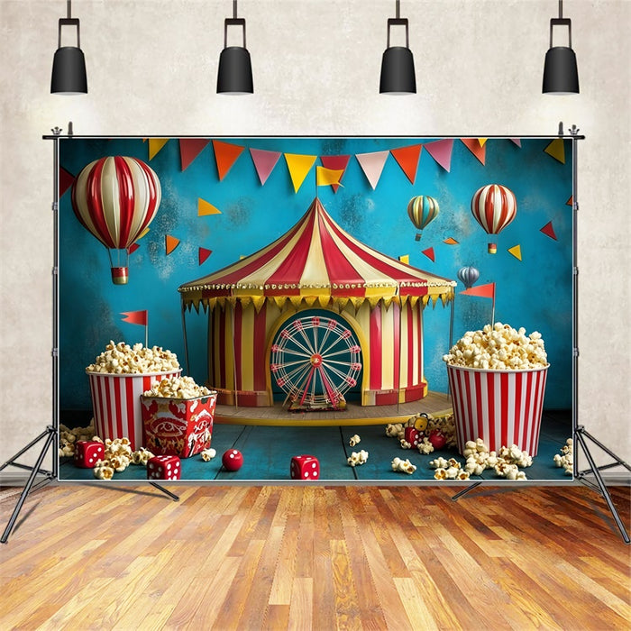 Circus Photo Backdrop Fun Carnival Tent Popcorn Backdrop GQ5-135